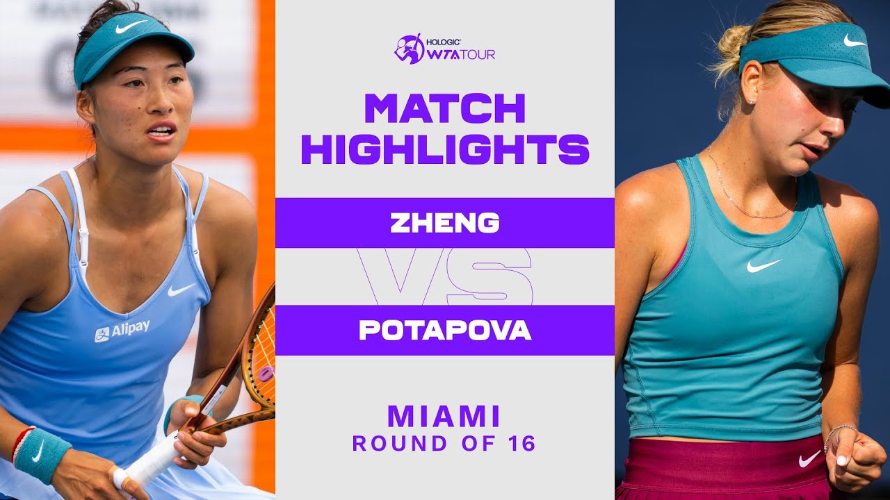 Qinwen Zheng vs. Anastasia Potapova | 2023 Miami Round of 16 | WTA Match Highlights | テニスはフラミンゴに ...