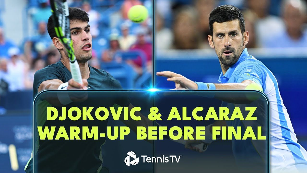 Carlos Alcaraz & Novak Djokovic Warm Up Ahead of Blockbuster Final | Cincinnati 2023 | テニスはフラミンゴ ...