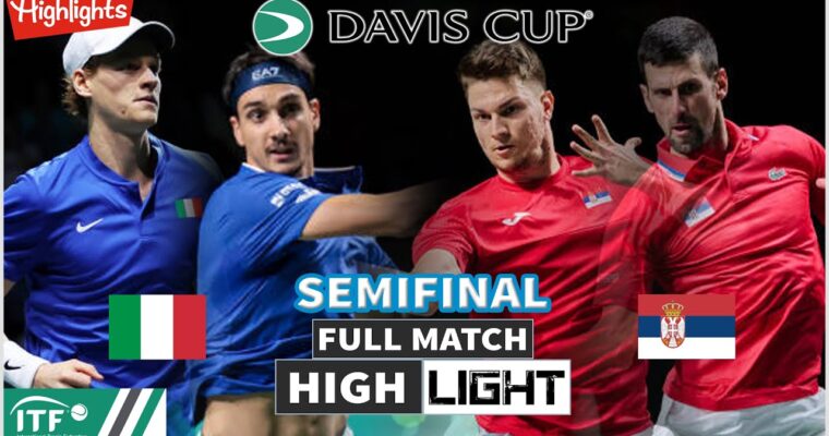 Jannik Sinner / Lorenzo Sonego vs Novak Djokovic / Miomir Kecmanovic SF Highlights | Davis Cup ...
