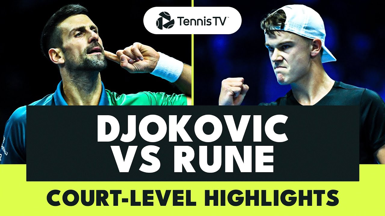 Novak Djokovic vs Holger Rune Thriller: Court-Level Highlights | Nitto ATP Finals 2023 | テニスは ...