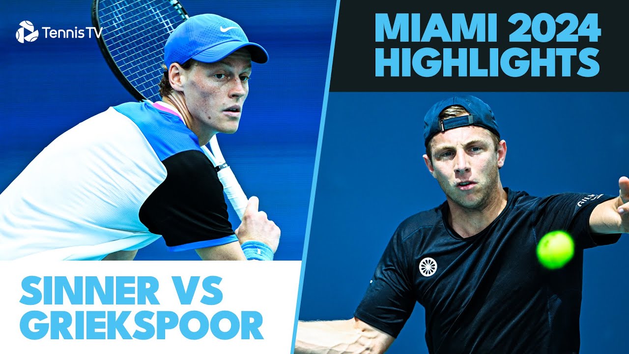 Jannik Sinner vs Tallon Griekspoor Highlights | Miami 2024 | テニスはフラミンゴに ...