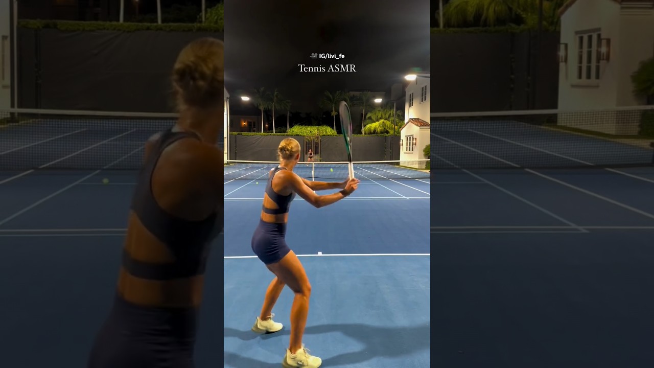 Tennis ASMR. Night session with Olivia Elliott #tennis | テニスはフラミンゴにまかせろ！