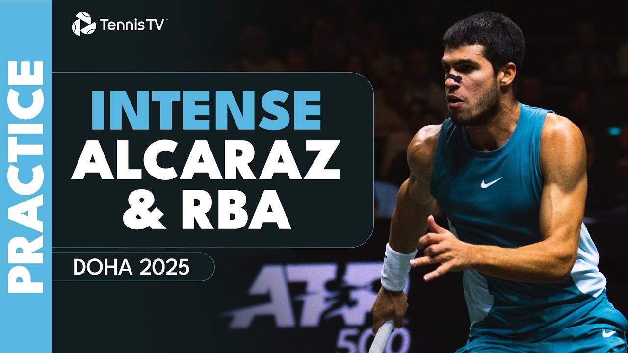 Carlos Alcaraz vs Roberto Bautista Agut Practice Highlights | Doha 2025 | テニスはフラミンゴにまかせろ！