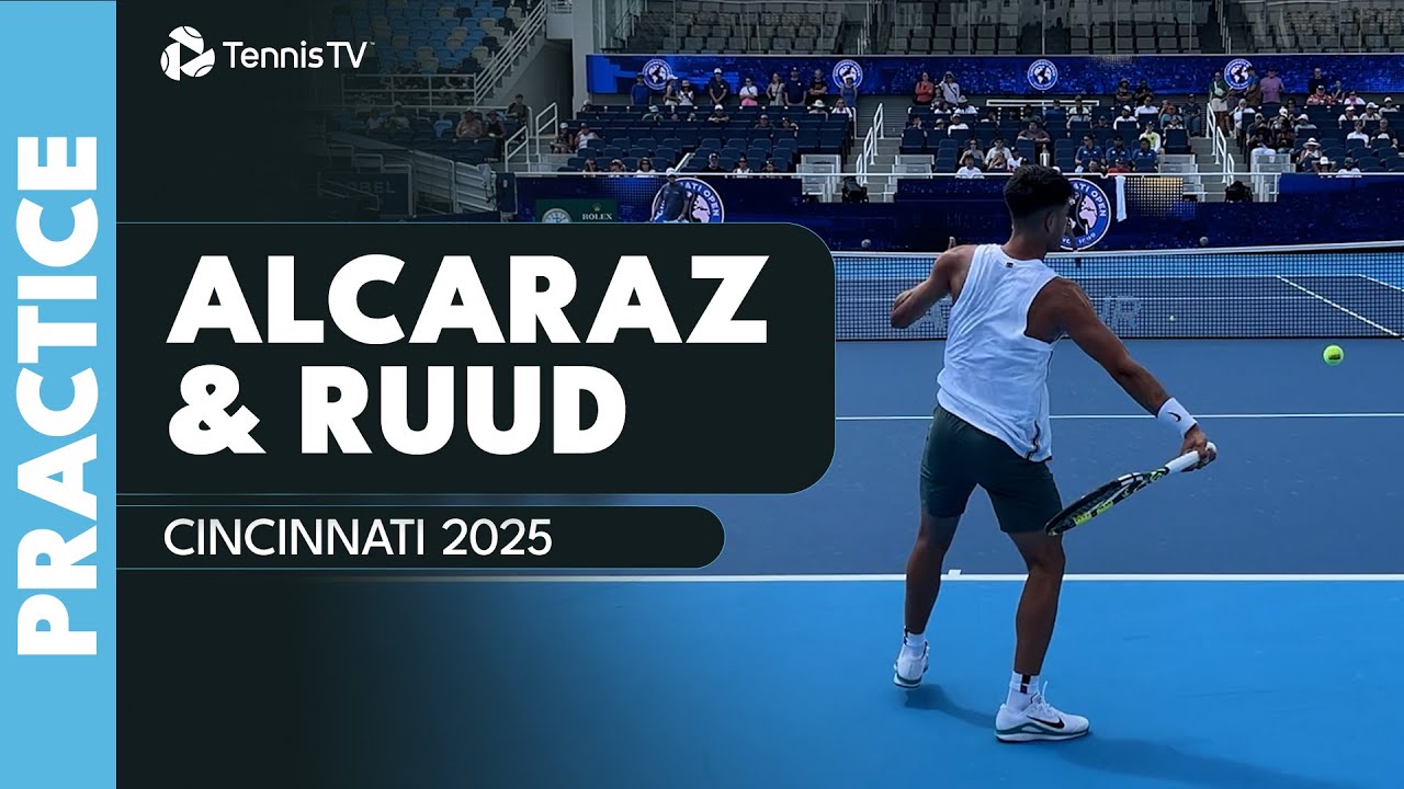 Carlos Alcaraz & Casper Ruud Court-Level Practice | Cincinnati 2025 ...